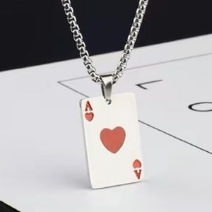 Jewelry | Brand New Silver Long Chain Red Spades Playing Card Necklace ...
